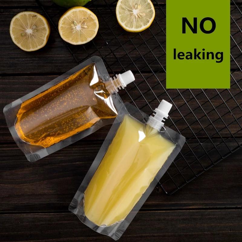 10PCS Clear Hand-held Drink Bag Plastic ZipLock Pouch Juice Bag ...